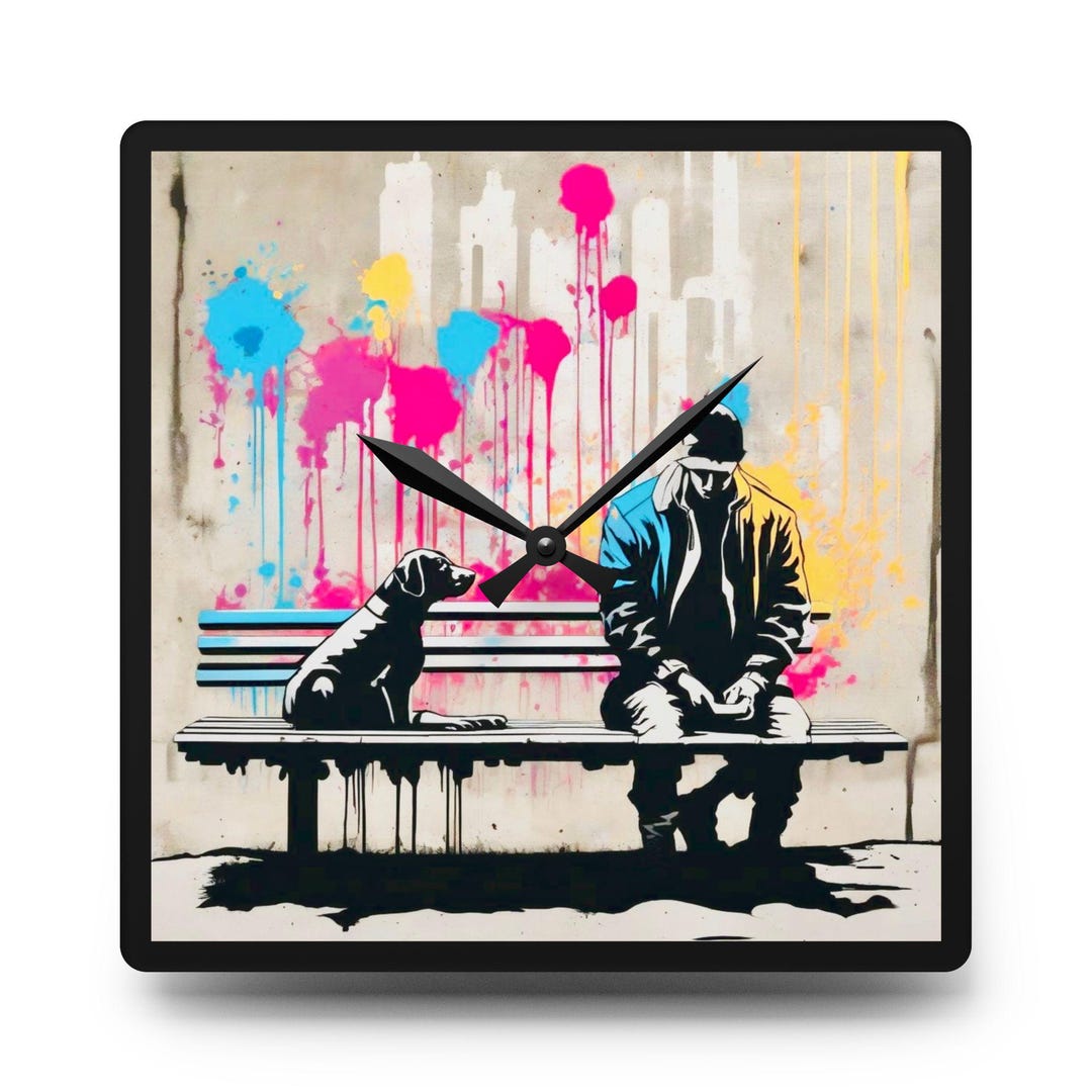 Modern Graffiti Banksy Style Wall Clock, Street Style Urban Home Decor ...