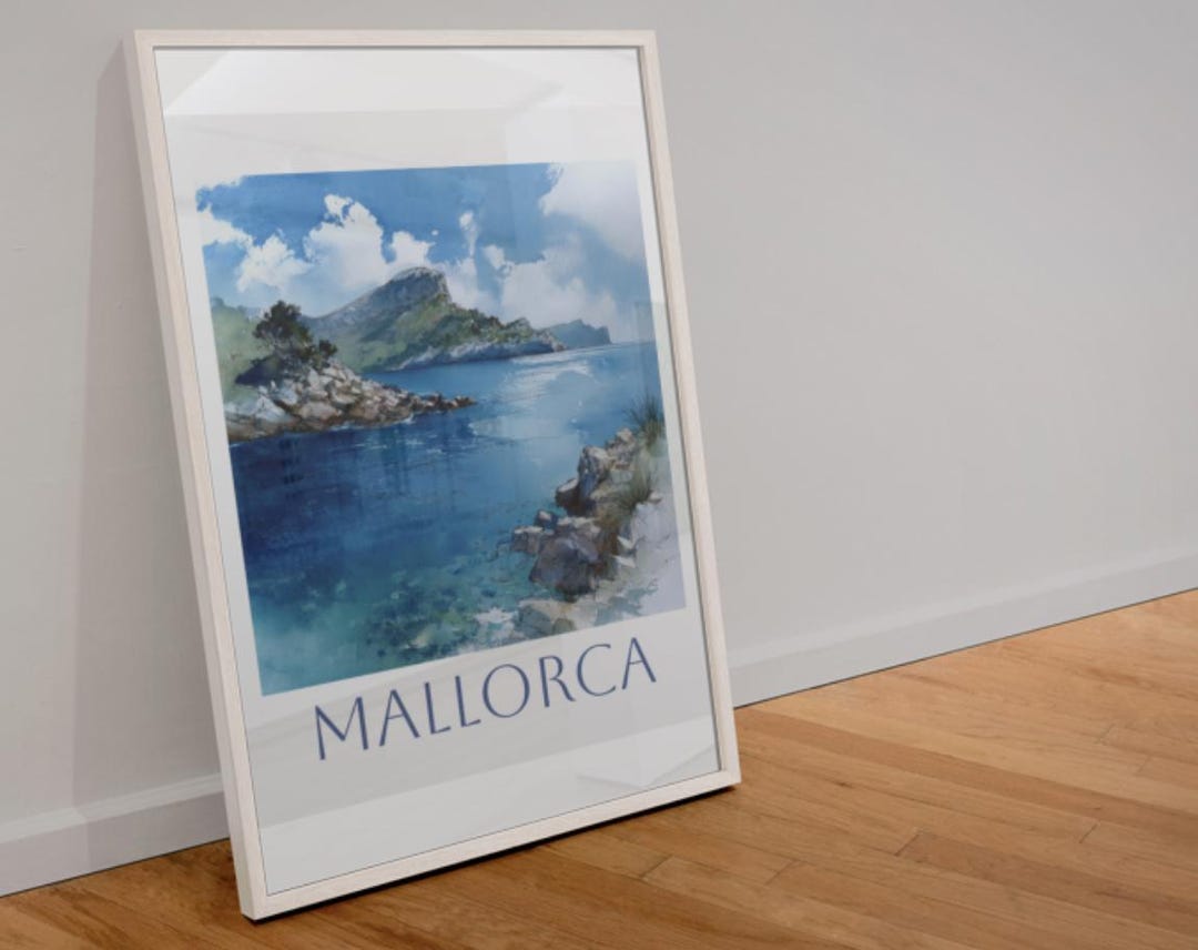 Ocean Watercolor Mallorca Spain Poster Print, Rolled Posters for Home ...