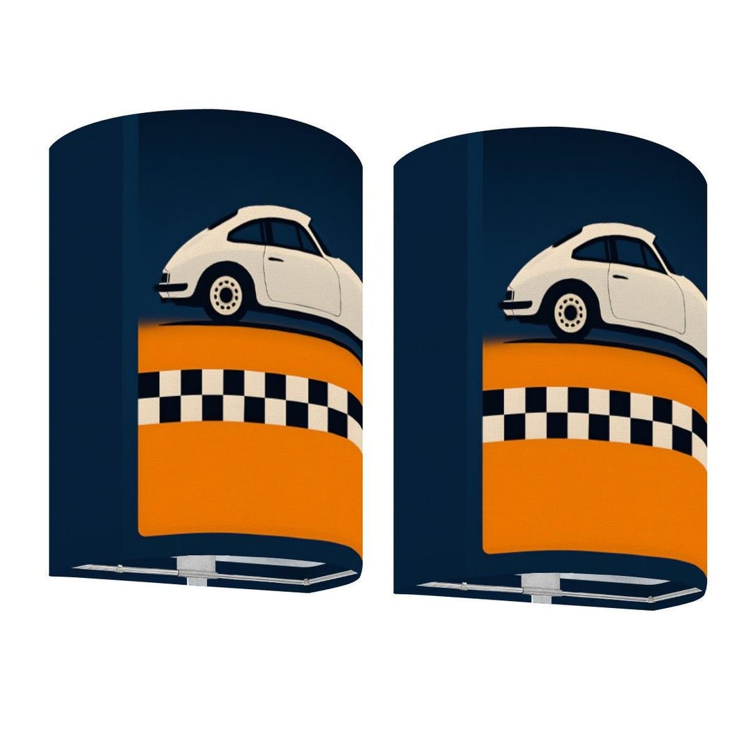 Porsche Car Wall Sconces Set: Vintage Style Wireless Lamps, Remote ...