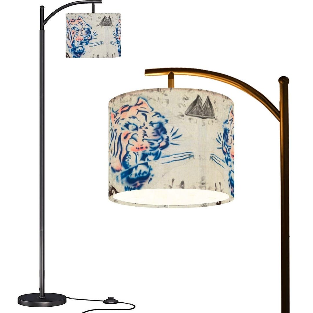 Tiger Graffiti Arc Floor Lamp: Urban Street Art Living Room Light - Etsy