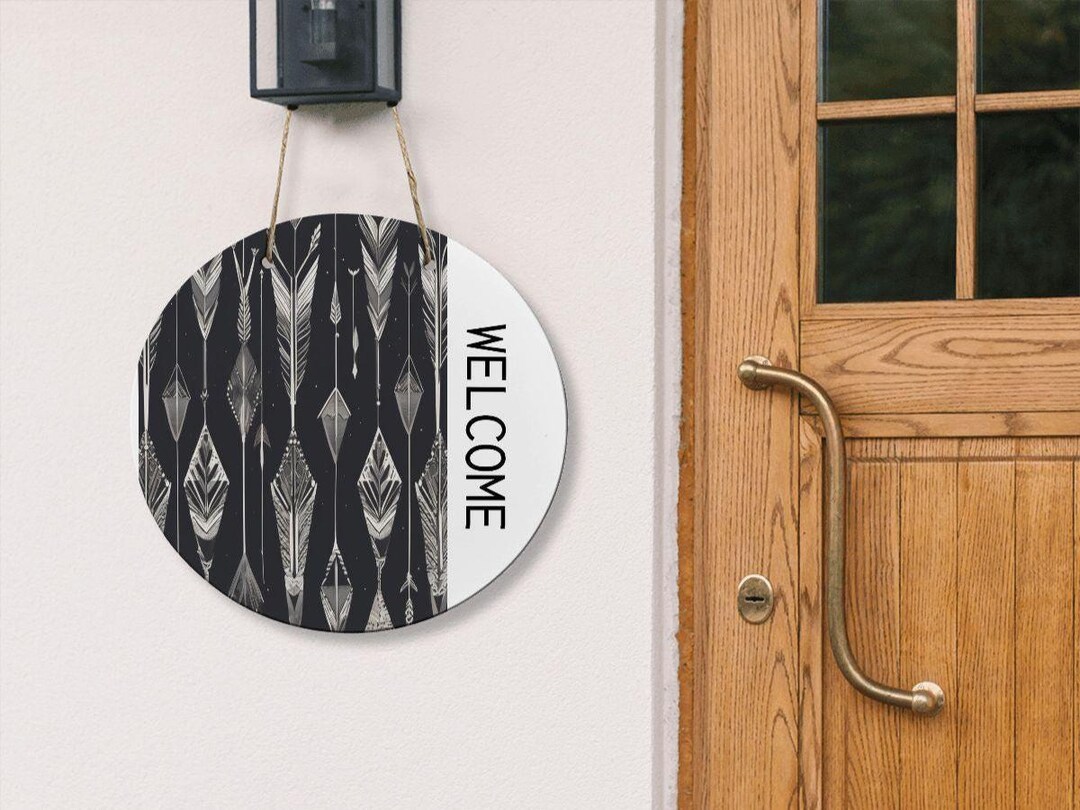 Boho Wooden Welcome Sign, Round Door Sign, Entryway Decor, Welcome Home ...