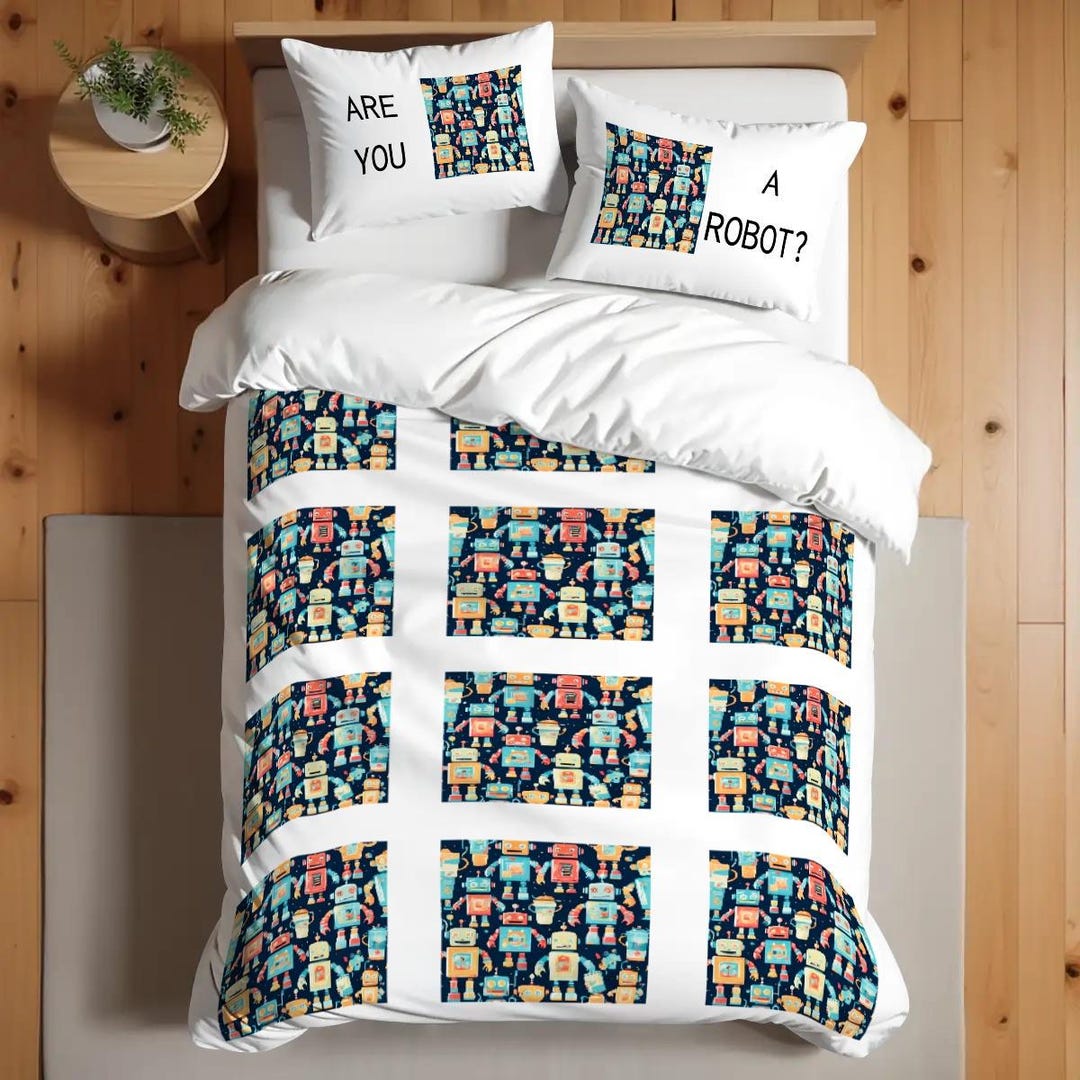 Toddler Big Kid Bed, Robot Theme Bedding, Twin Duvet Cover Set Robot ...