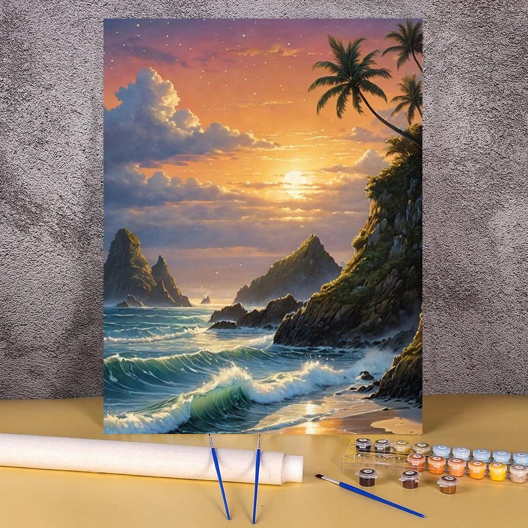 Paint by Numbers, Summer Sea Landscape Acrylic Painting, Home Decor ...