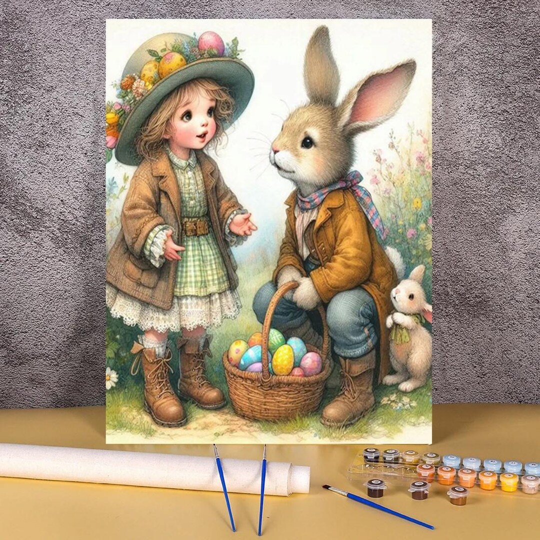 Paint by Numbers, Easter Bunny Acrylic Paint, Easter Gift, Easter Egg ...