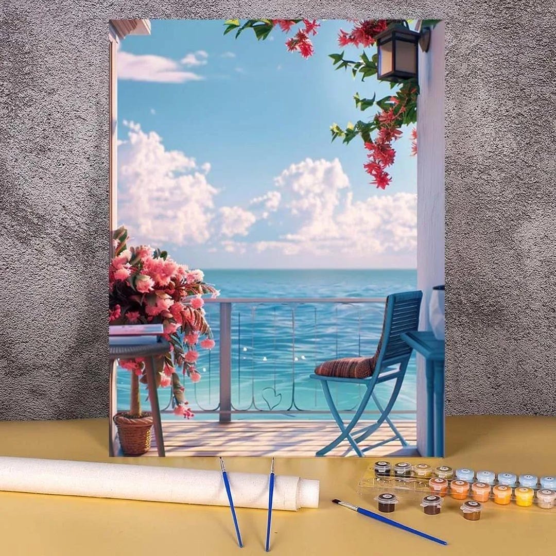 Paint by Numbers, Summer Sea Landscape Acrylic Painting, Home Decor ...