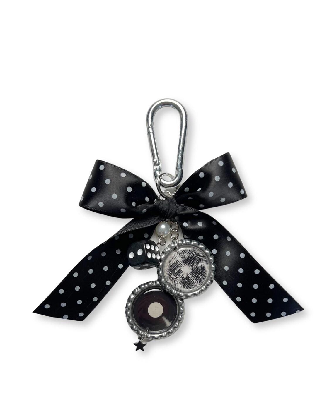 Vintage Retro Bag Charm - Handmade Bottle Cap Keychain With Polka Dot ...