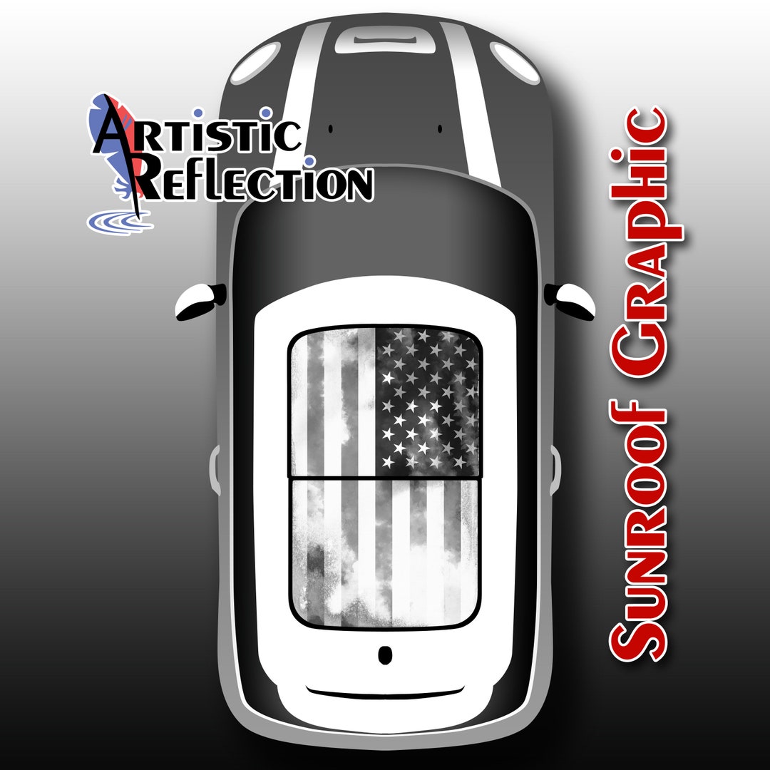 Distressed Black and White US Flag - Nonwaving - Sunroof Graphic for ...
