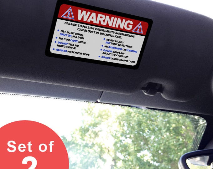 Visor Stickers Set - Small - Funny Safety Instructions for MINI Cooper ...