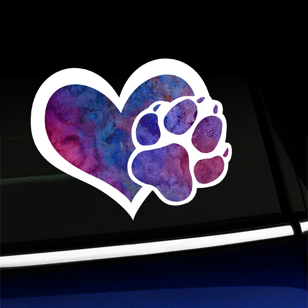 Watercolor Heart With Paw Print Puppy Love Sticker - Etsy