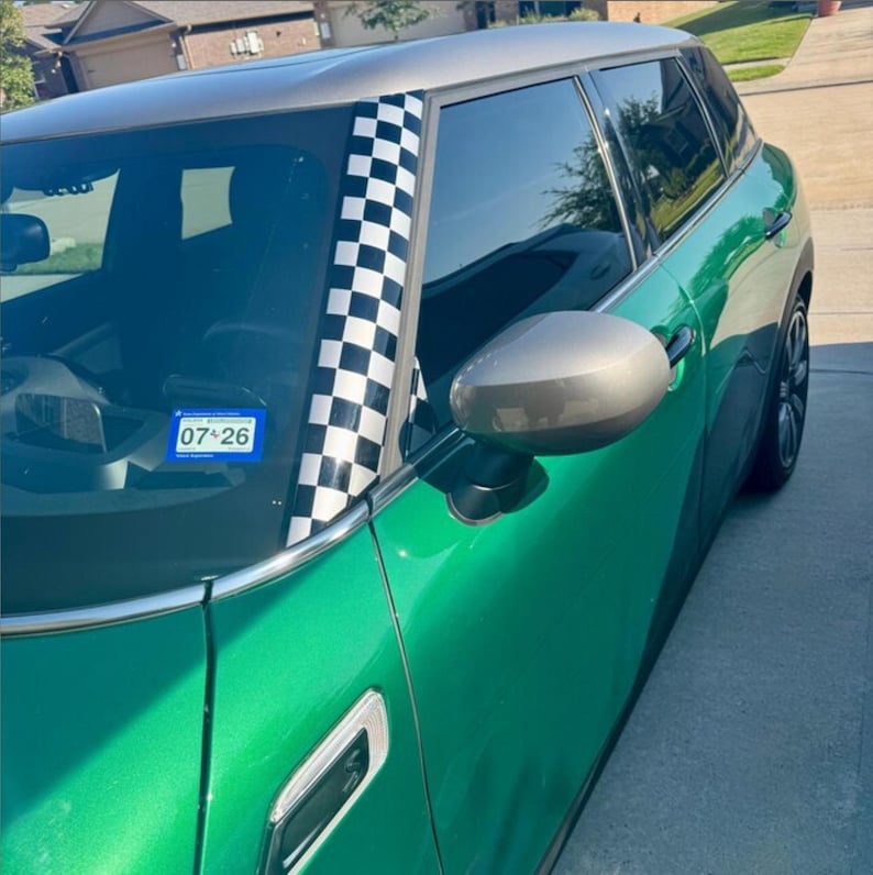 Checkered Flag A Pillar Graphics - Set of 2 Decals for MINI Cooper R50 ...