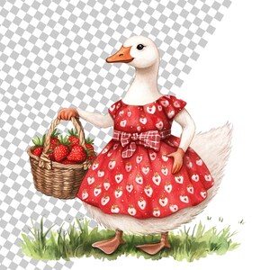 Strawberry Geese Clipart Png Bundle, Cute Goose Clipart, Cute Geese ...