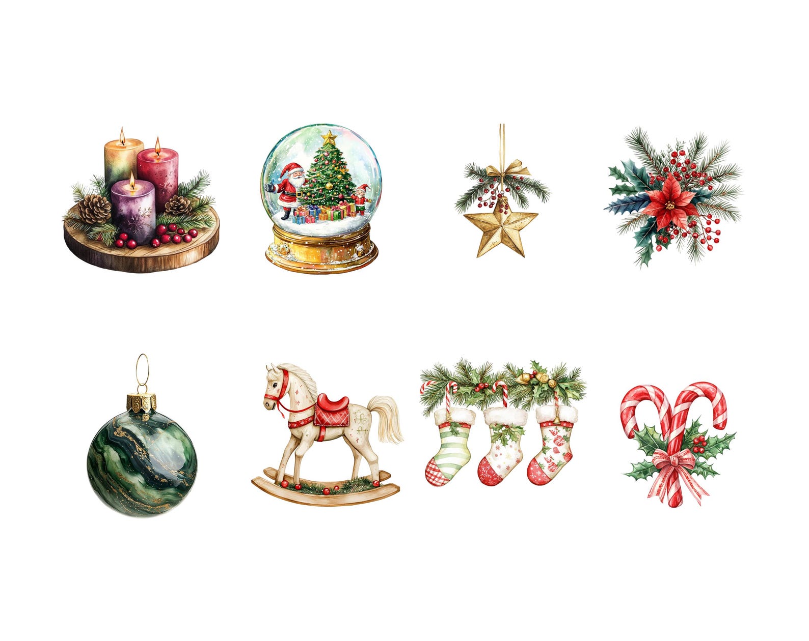 Vintage Christmas Elements Clipart Png Bundle, Christmas Elements ...
