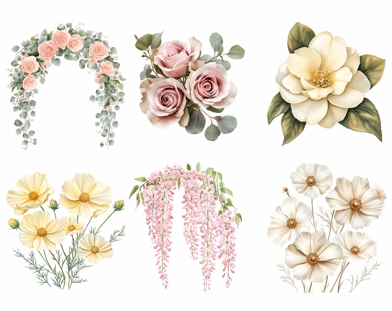 Watercolor Wedding Flower Clipart PNG Bundle (digital Download) - Etsy