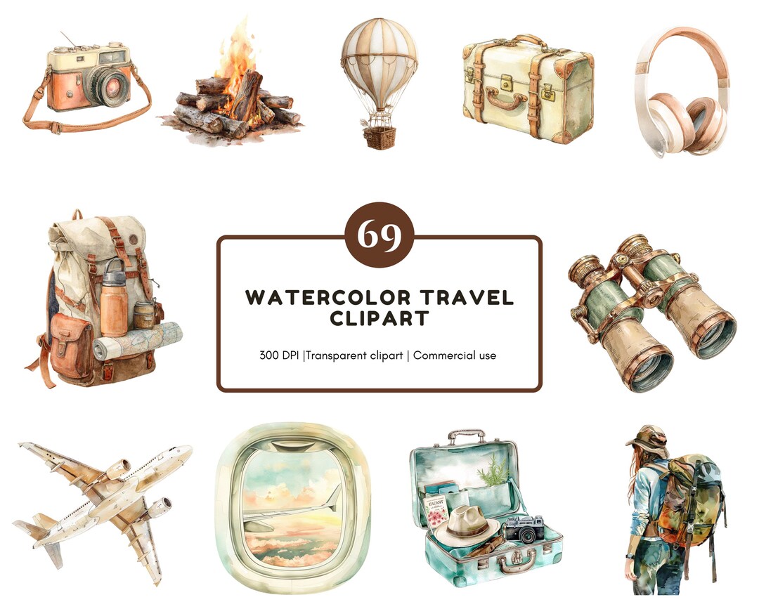 Travel Clipart Bundle, Boho Travel Png, Tourism Clipart, Camping ...