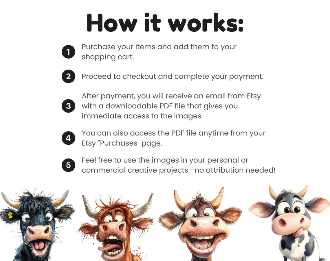 Crazy Cow Clipart, Funny Cow Clipart Png Bundle, Cow Clipart Png, Cute ...