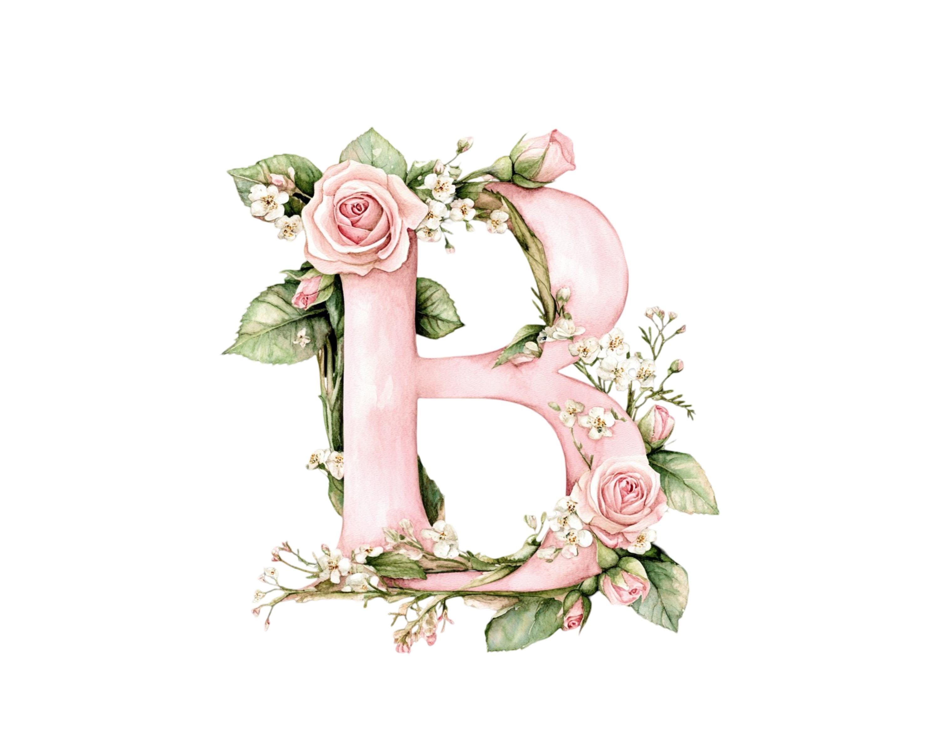 Watercolor Floral Alphabet Clipart. Pink Floral Alphabet Clipart ...