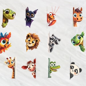 62 Whimsical Animal Peeking Around Corner Clipart, Humorous Animal ...