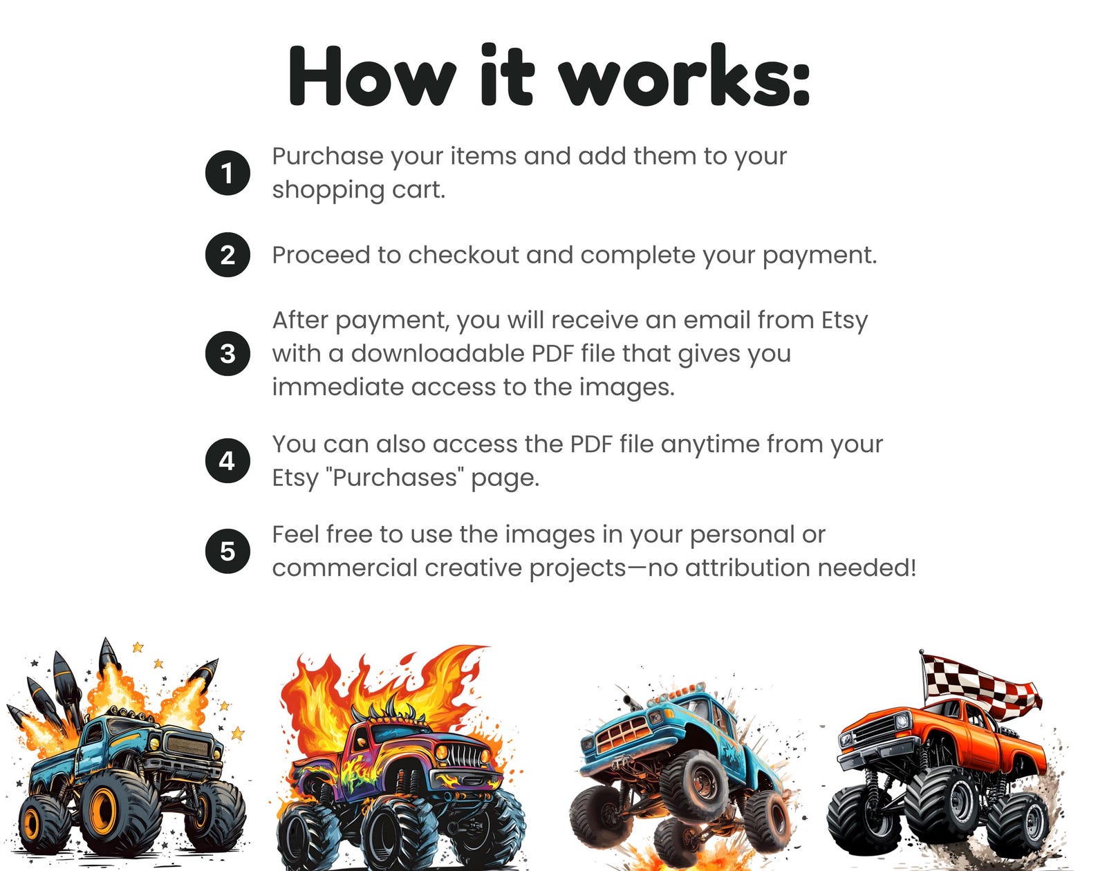 Watercolor Monster Truck Clipart Bundle, Racing Truck PNG (digital ...
