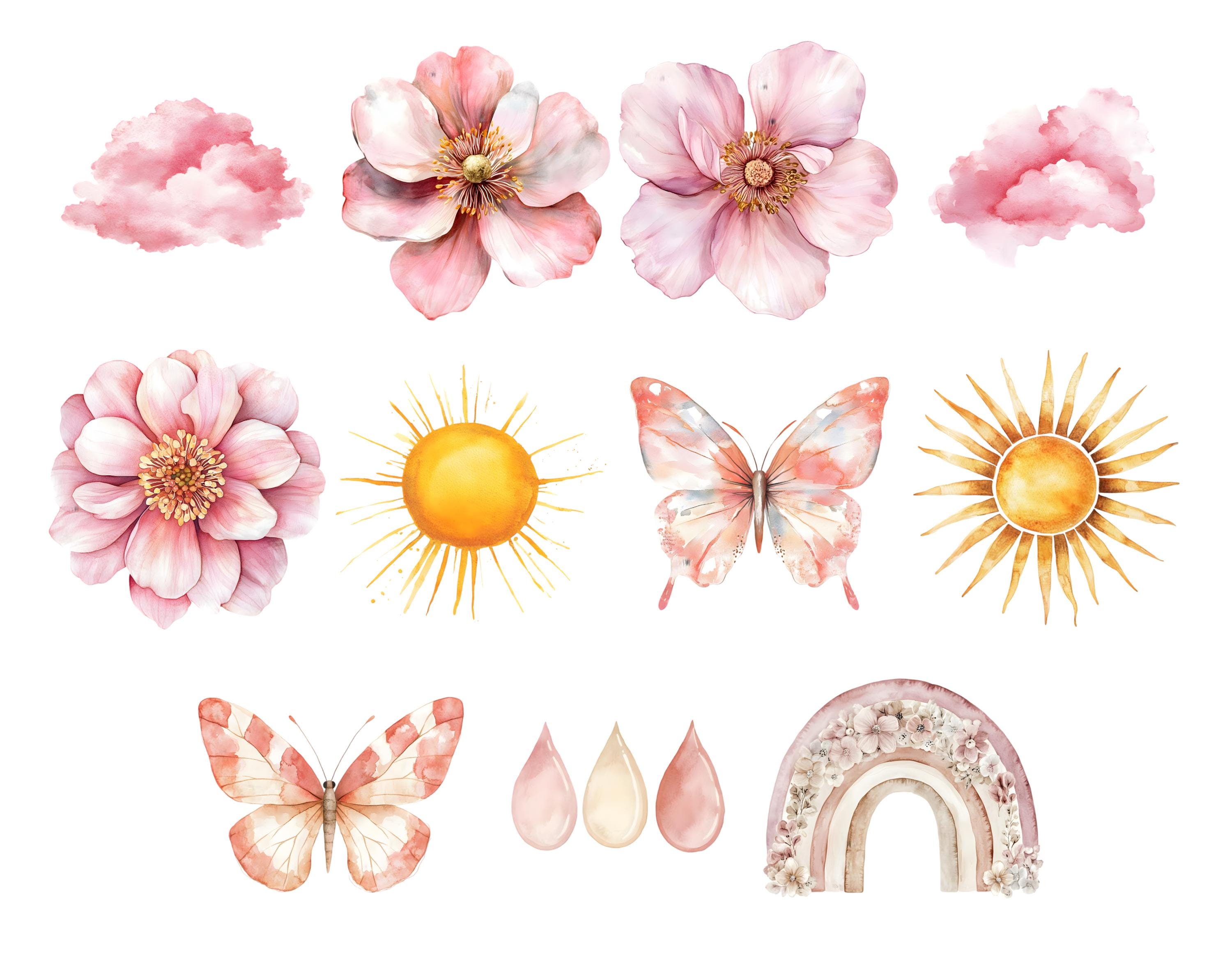 Watercolor Boho Rainbow Clipart Png Bundle, Boho Rainbow Clipart, Boho ...