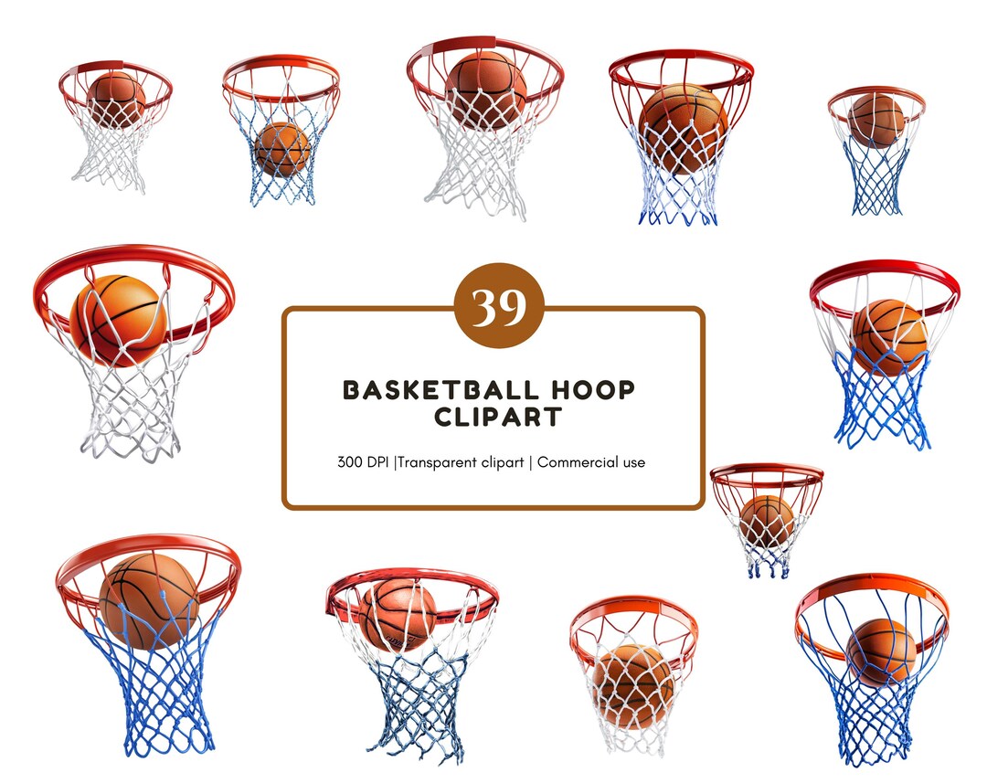 Watercolor Basketball Clipart Bundle Png, Basketball Hoop Clipart ...