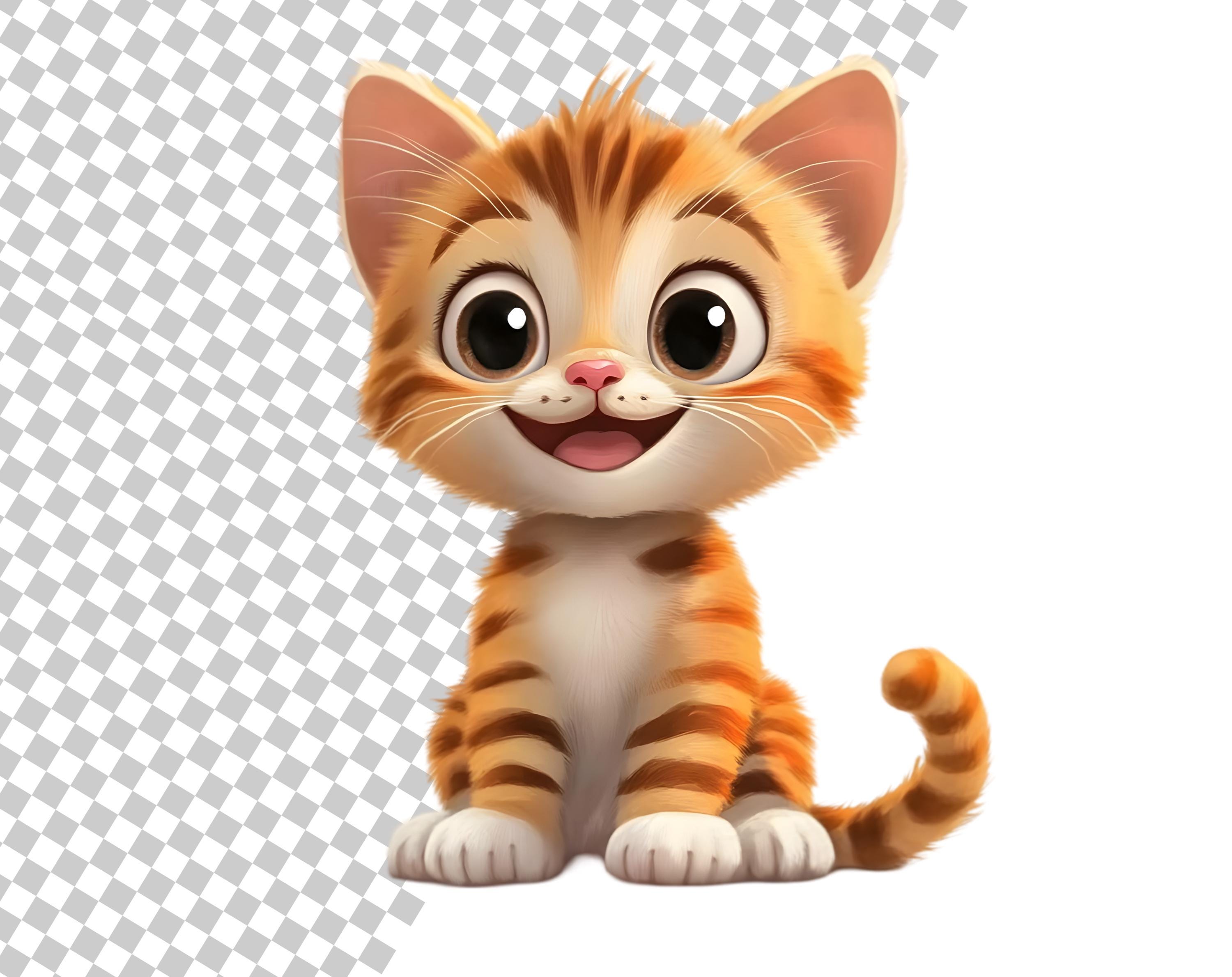 Cute Cats Clipart Bundle Png, Cute Cat Clipart, Happy Cat Clipart, Cat ...