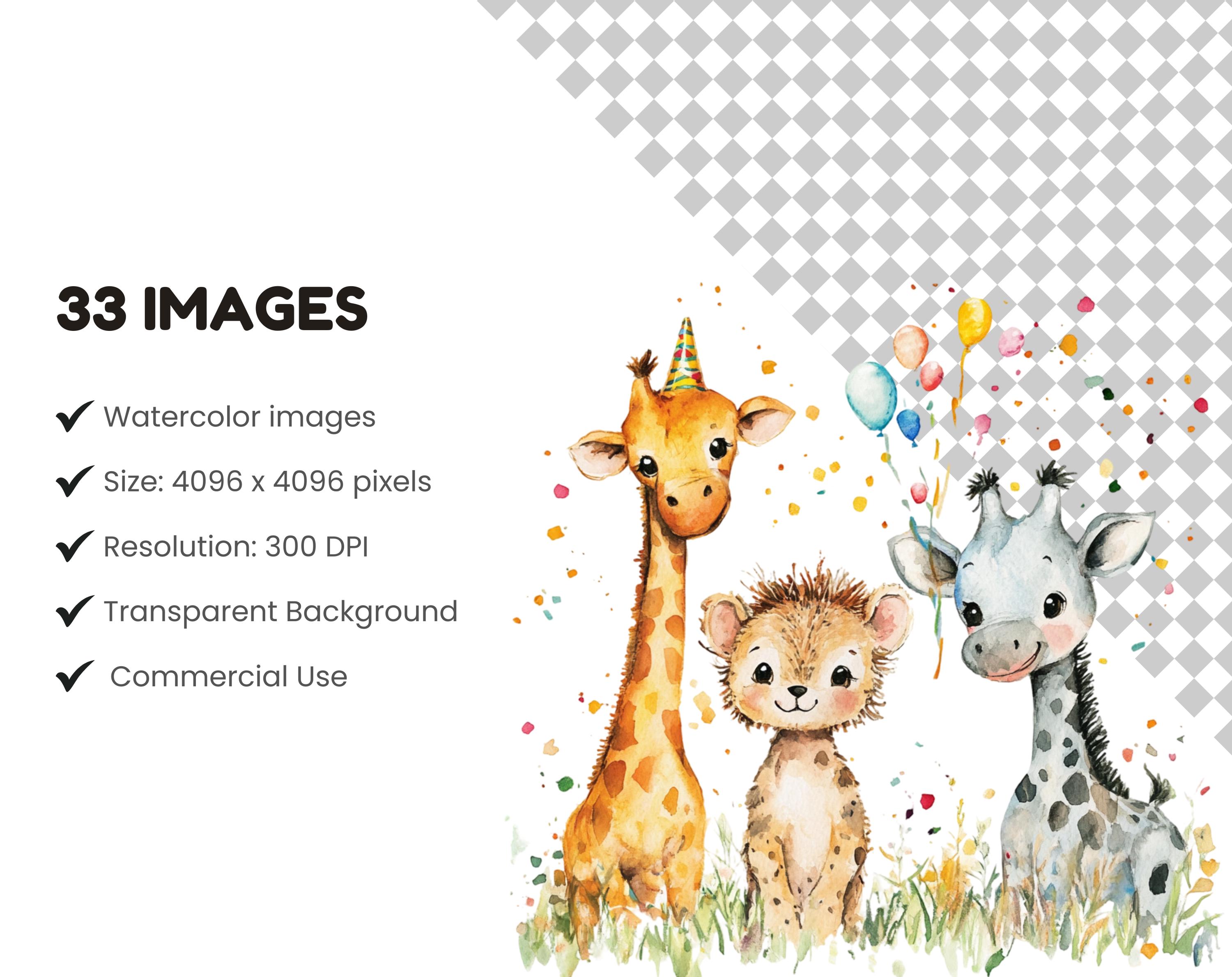 Birthday Party Animal Clipart, Cute Birthday Animal Clipart Png, Cute ...