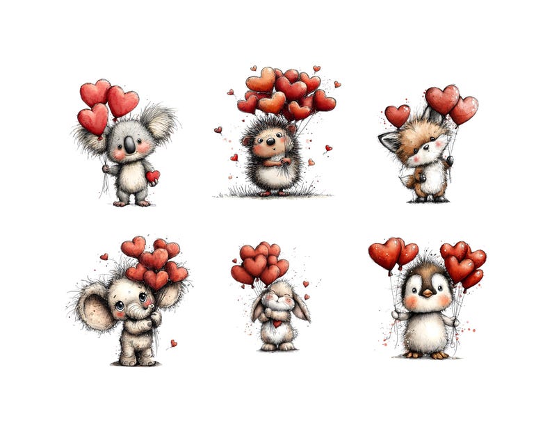 Valentine Teddy Bear Clipart Bundle, Valentine's Day Png, Animals With ...