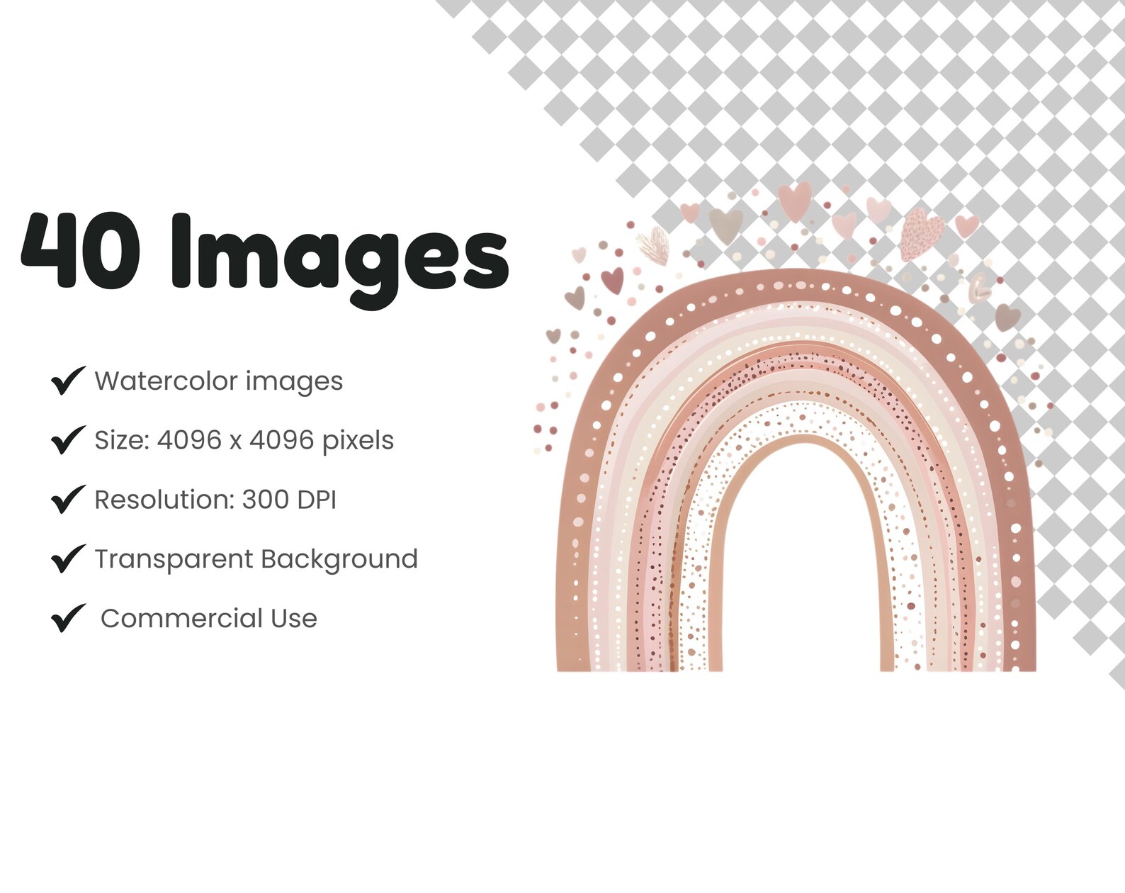 Watercolor Boho Rainbow Clipart Png Bundle, Boho Rainbow Clipart, Boho ...