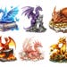 Watercolor Fantasy Dragon Clipart Set, Whimsical PNG Bundle (digital ...