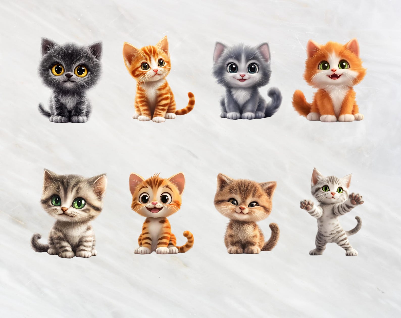 Cute Cats Clipart Bundle Png, Cute Cat Clipart, Happy Cat Clipart, Cat ...