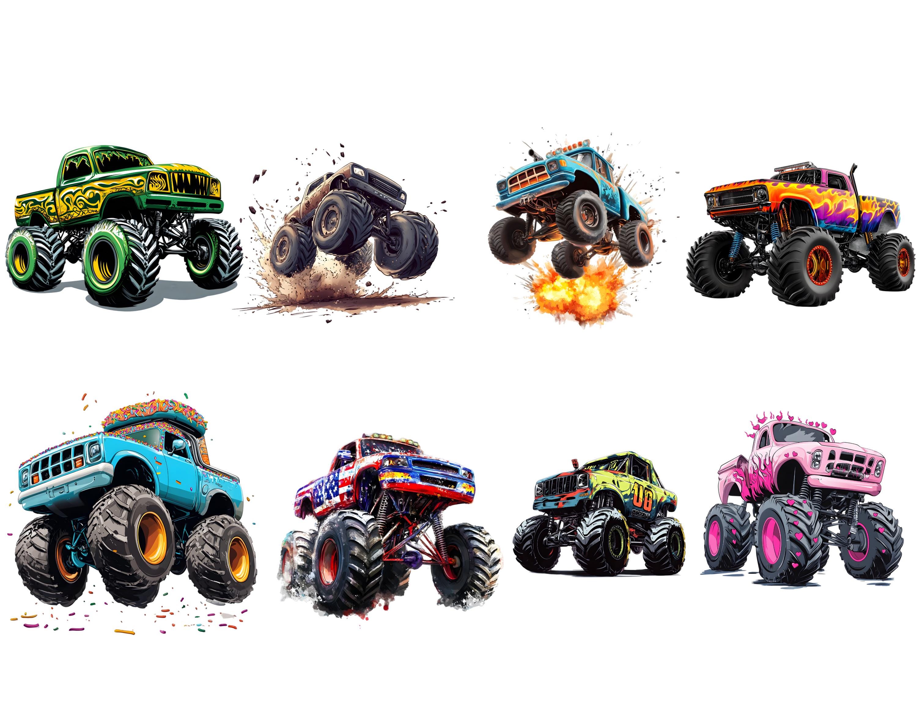 Watercolor Monster Truck Clipart Bundle, Racing Truck PNG (digital ...