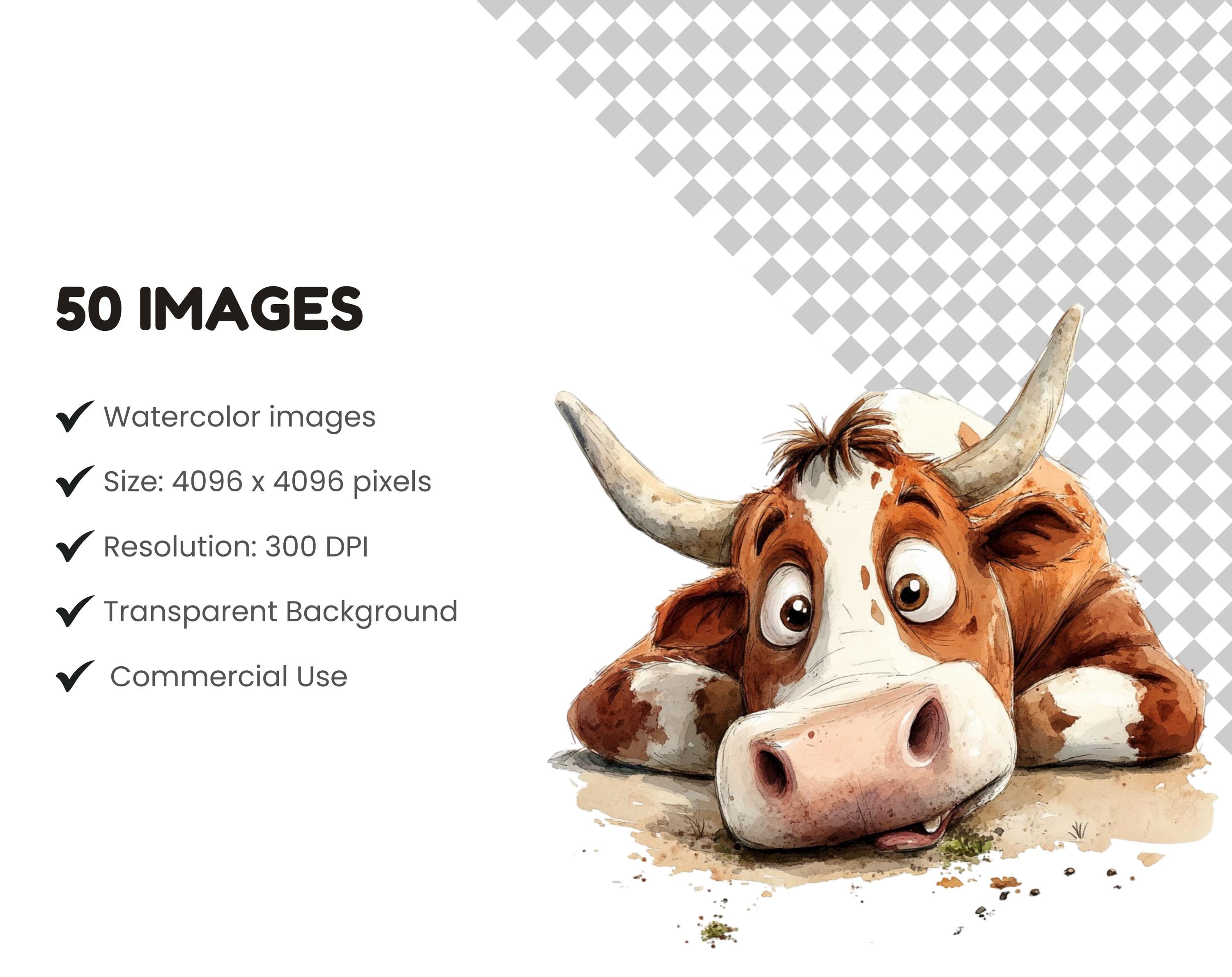 Crazy Cow Clipart, Funny Cow Clipart Png Bundle, Cow Clipart Png, Cute ...