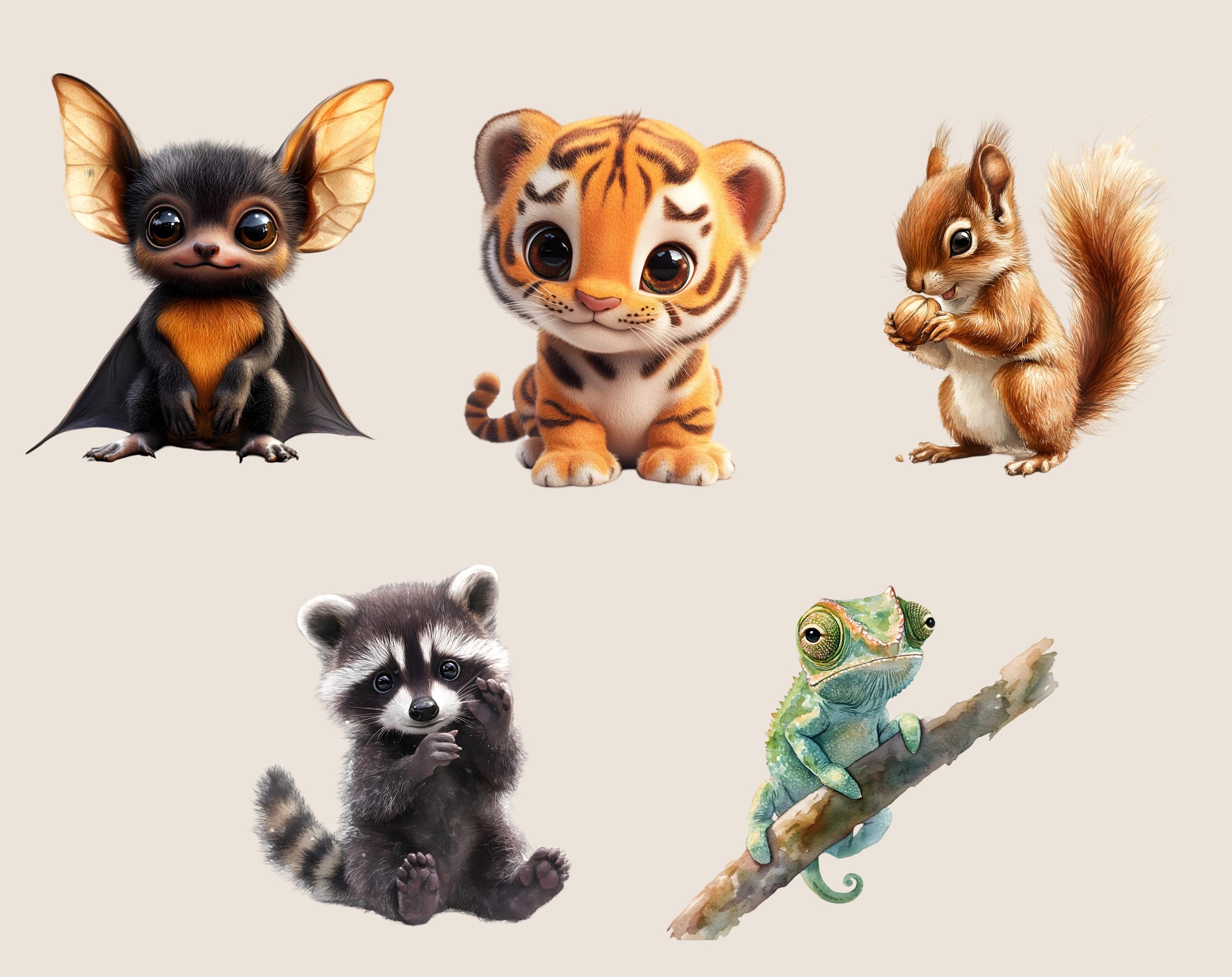 Watercolor Baby Animal Clipart Bundle, Anima Clipart Png, Baby Animal ...