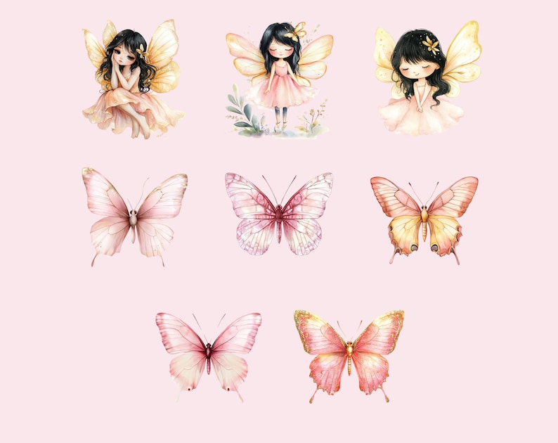 Watercolor Fairy Clipart, Pink Woodland Fairy Clipart Png Bundle, Fairy ...