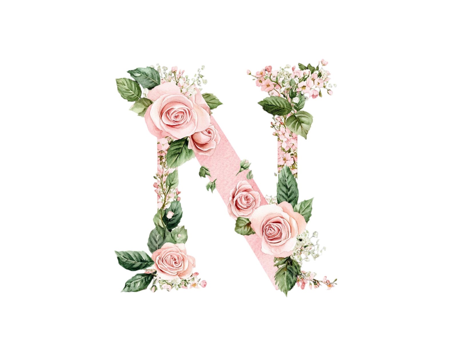 Watercolor Floral Alphabet Clipart. Pink Floral Alphabet Clipart ...