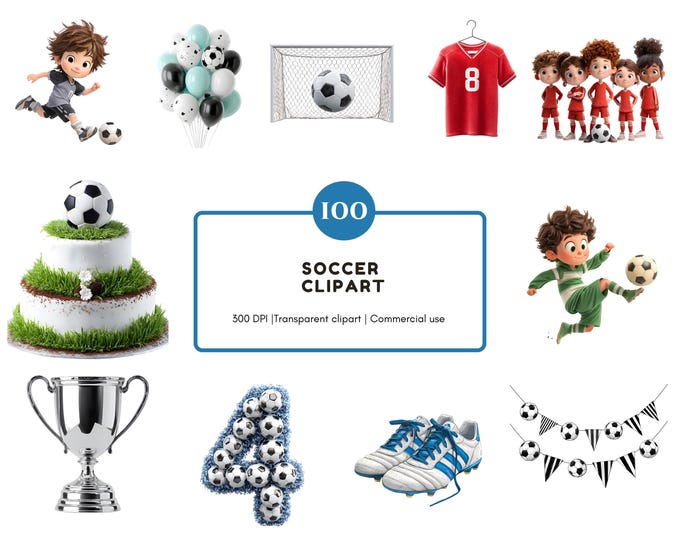 SOCCER BOYS - Digital Clipart Set, Soccer Clipart , Play Soccer Clipart ...