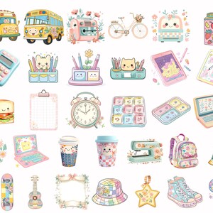 Retro School Clipart, Groovy School Clipart Bundle, Back to School ...