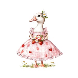 Strawberry Geese Clipart Png Bundle, Cute Goose Clipart, Cute Geese ...