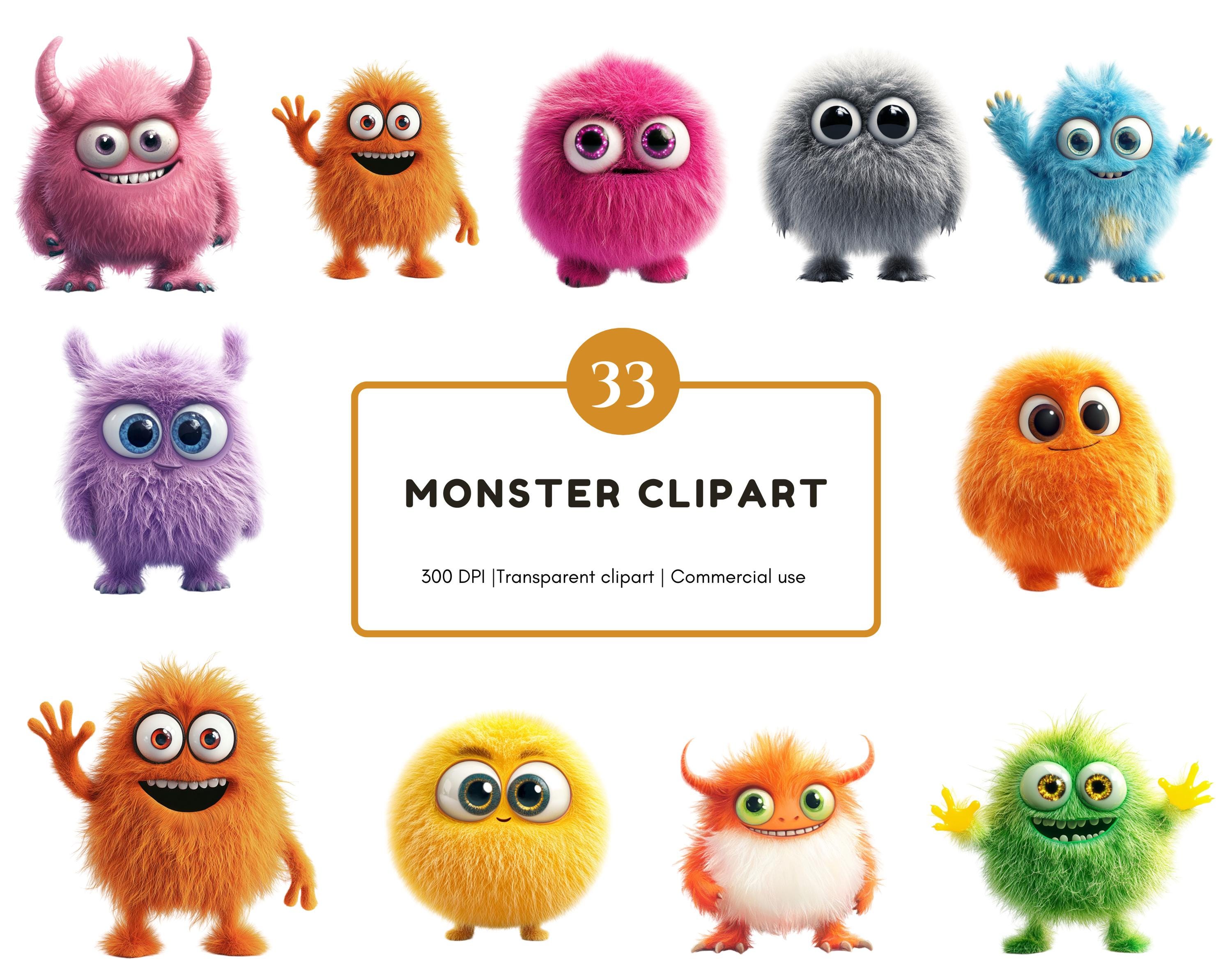 Watercolor Monster Clipart Bundle Png, Monster Cartoon Clipart, Spooky ...
