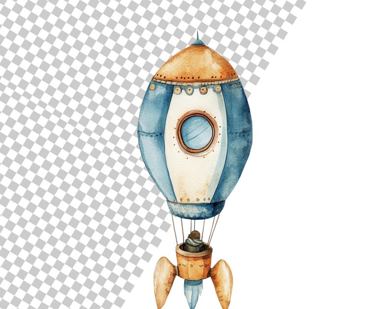 Watercolor Air Transport Clipart Bundle, Airplane, Balloons (instant ...