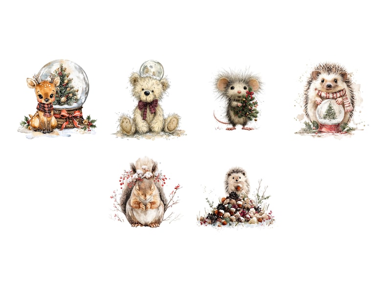 Woodland Animal Christmas Clipart Bundle, Christmas Cute Woodland ...