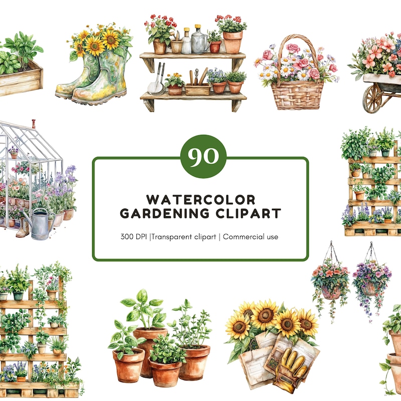 Gardening Clipart - Etsy