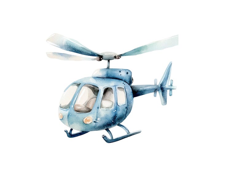Watercolor Air Transport Clipart Bundle, Airplane, Balloons (instant ...