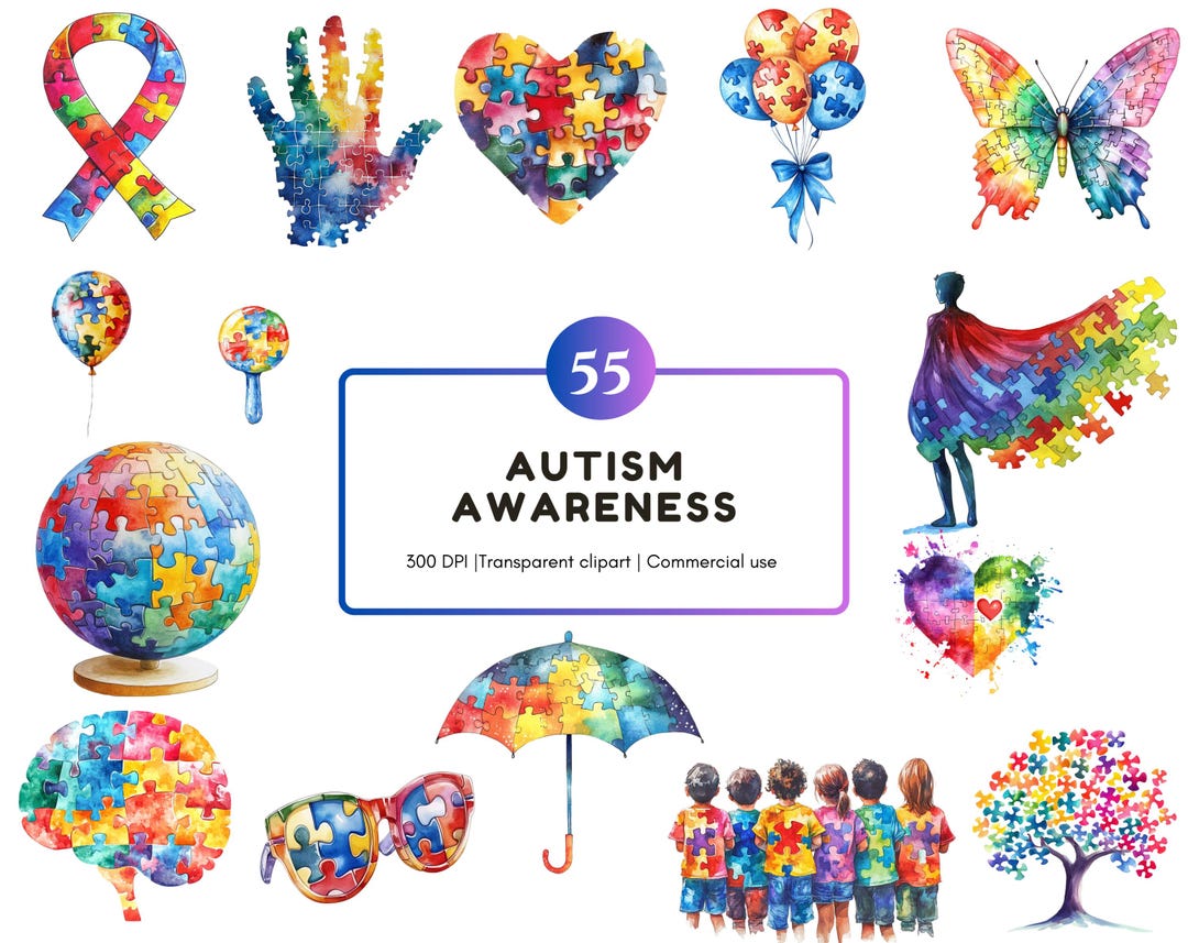 55 Autism Clipart, Austism Awareness Png Bundle, Austism Png, Austism ...
