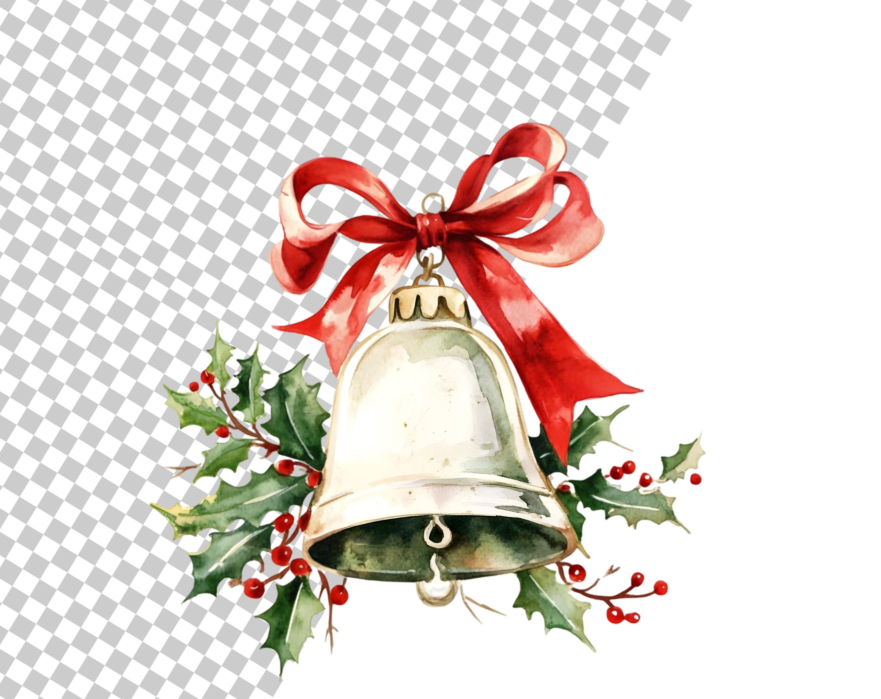 Watercolor Christmas Set Clipart Bundle Png, Christmas Elements Clipart ...