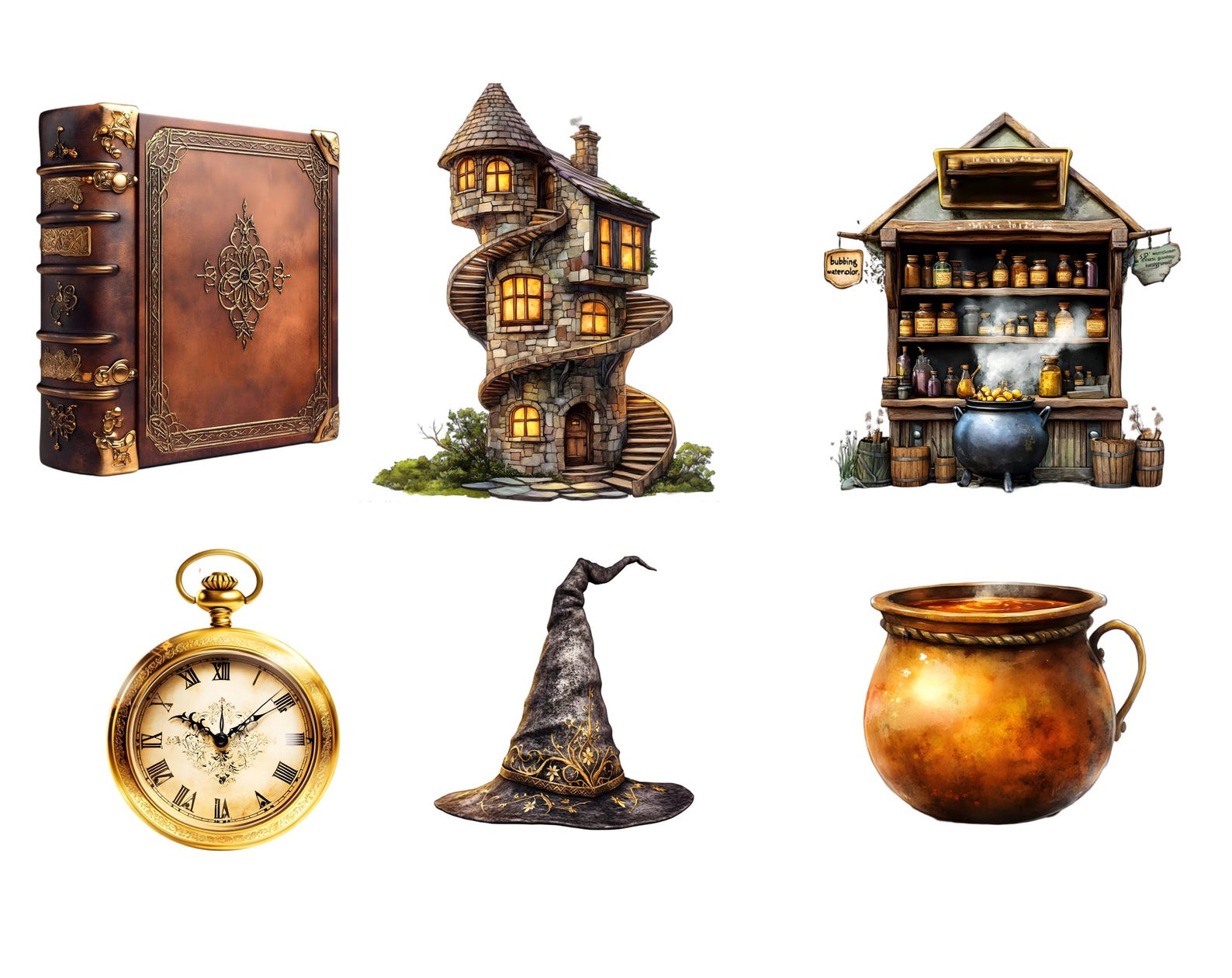 108 Watercolor Wizard School Clipart Bundle, Wizard School Clipart ...