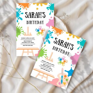 Kids Painting Birthday Invitation Template | Colorful Artist Party ...