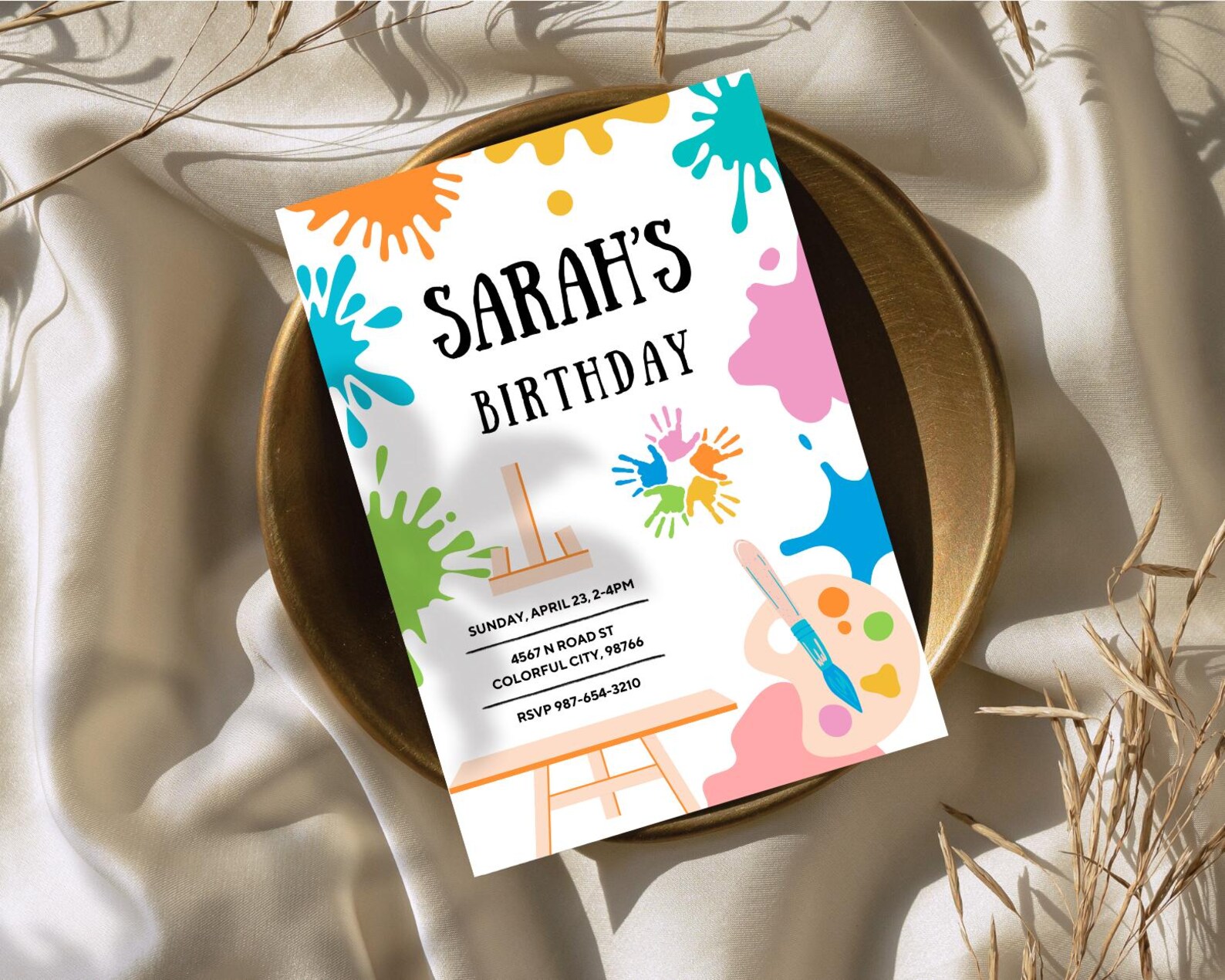 Kids Painting Birthday Invitation Template | Colorful Artist Party ...
