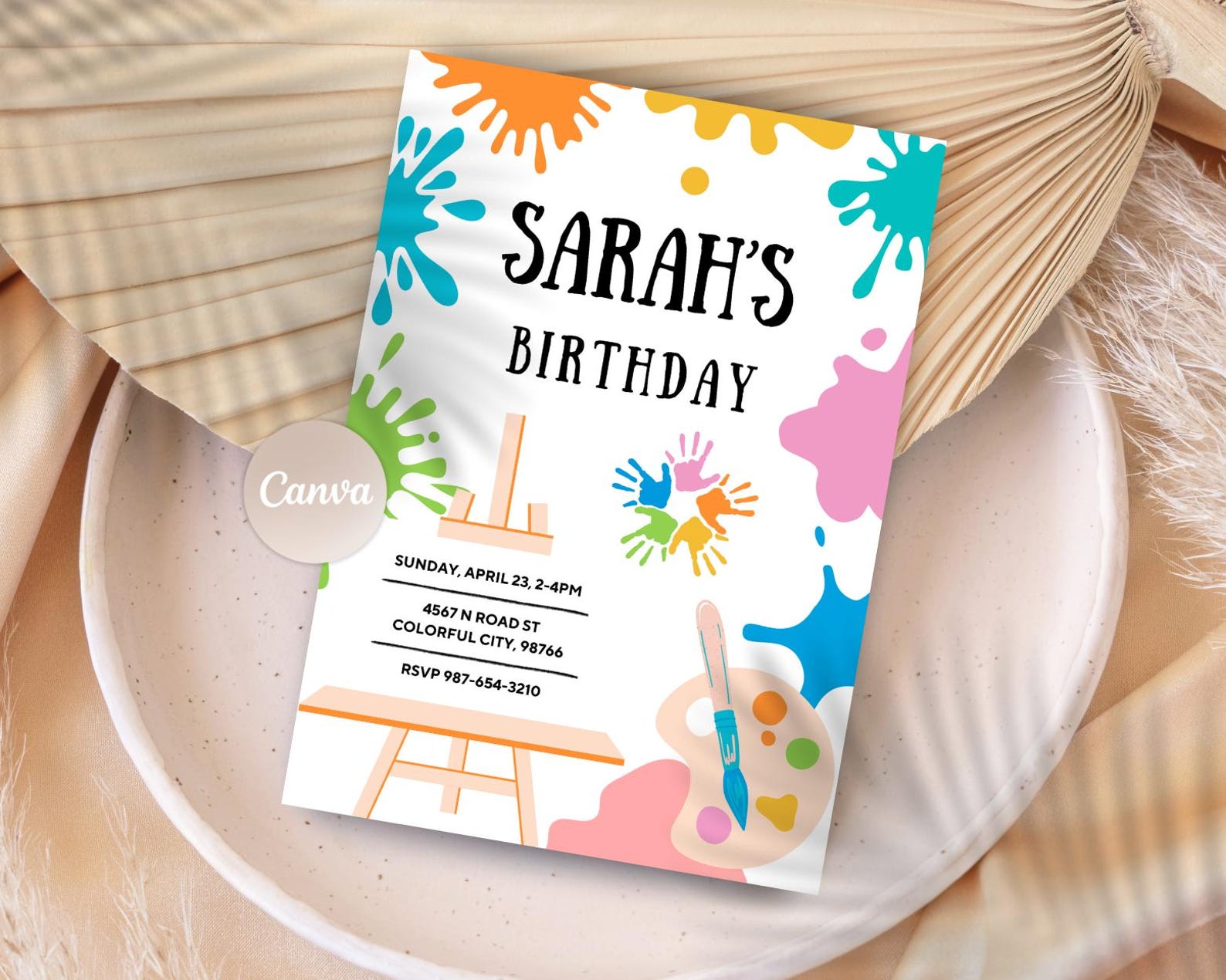 Kids Painting Birthday Invitation Template | Colorful Artist Party ...
