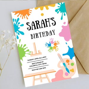 Kids Painting Birthday Invitation Template | Colorful Artist Party ...